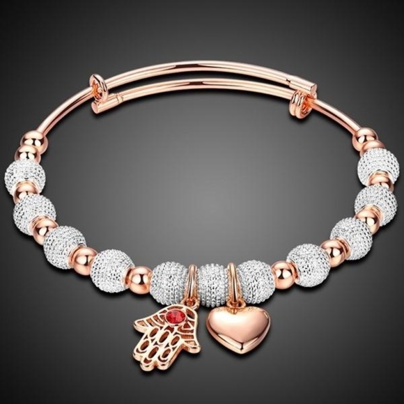 Jewelry | Expandable Heart Hamsa Bangle Bracelet | Poshmark